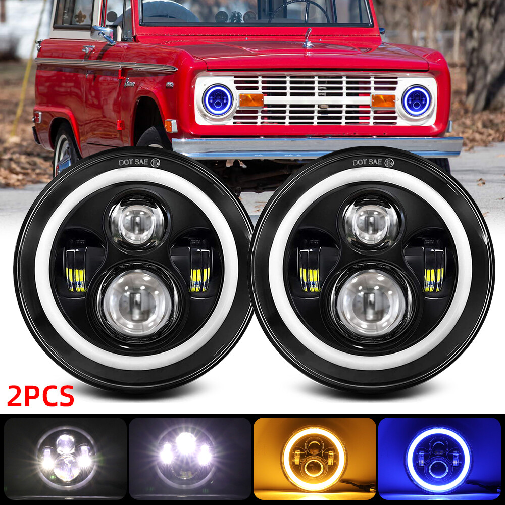 7"Inch LED Headlights Halo DRL For 1953-1977 Ford F-100 F-150 F-250 F ...
