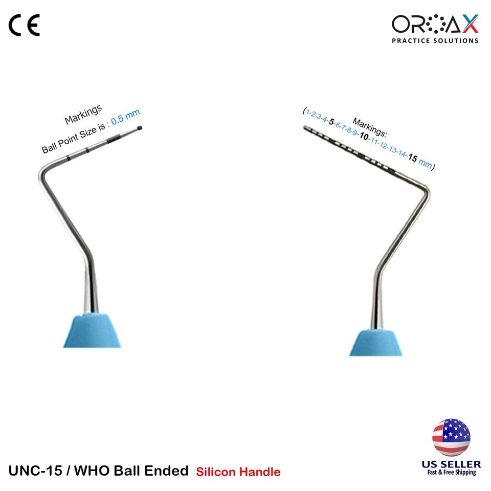 Dental Periodontal Probes UNC-15 WHO Ball Ended BPE Probe Markings ...