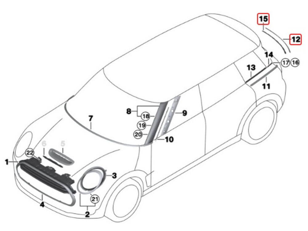 Mini Cooper Left Rear Split Door Glass Belt Line Trim New OEM ...
