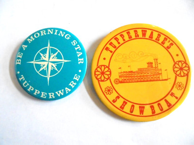 2 Vintage Tupperware Advertising Pinback Buttons - Showboat & Morning ...