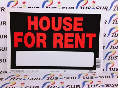 NSOP Hillman Group 8" x 12" Plastic House For Rent Sign Red Black White ...