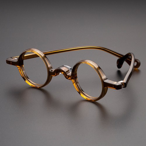 Japanese Small Round Eyeglass frames 34 mm Classic Retro Acetate Brown ...