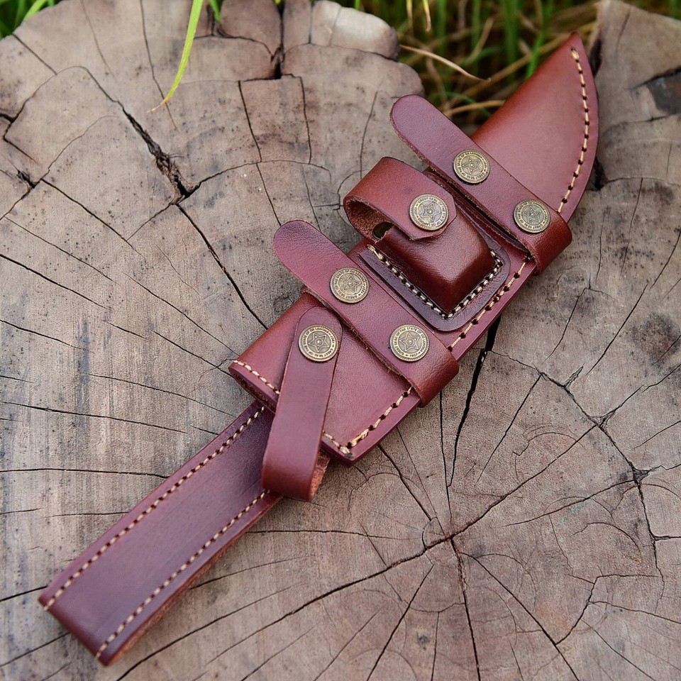 GENUINE LEATHER KNIFE SHEATH HANDMADE FIXED BLADE KNIFE SCOUT SHEATH ...