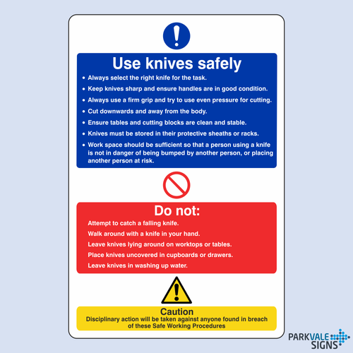 Use Knives Safely Catering Sign | eBay