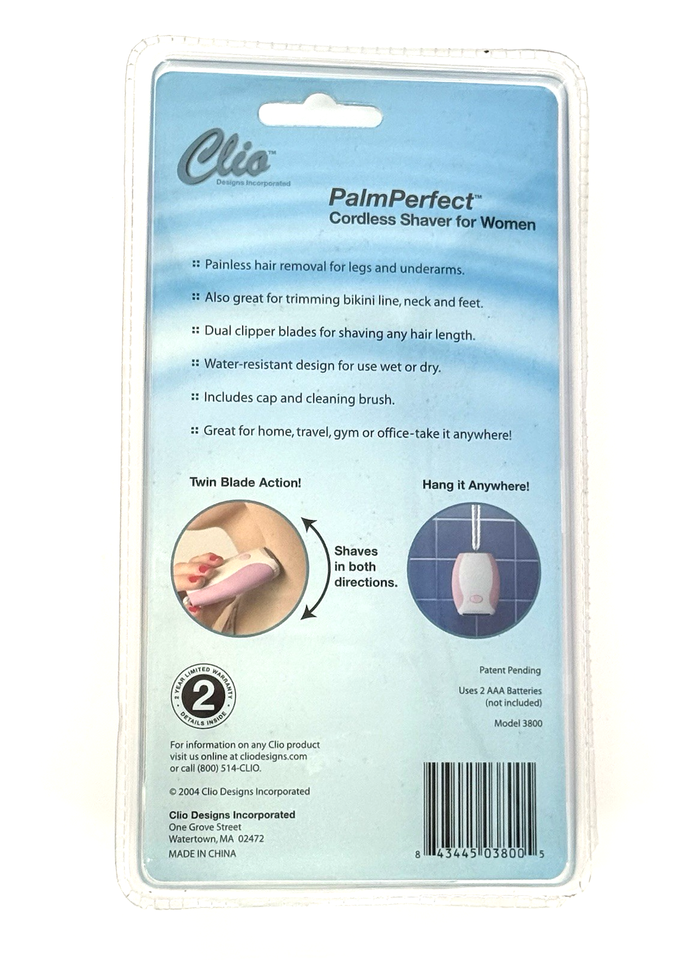 Vtg Clio PalmPerfect Cordless Shaver for Women NEW Model 3800 Pink Wet ...
