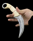 CUSTOM Hunting Hand forged Damascus Steel Karambit Knife W / Camel Bone ...