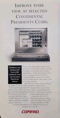 1993 Compaq LTE Lite 4 computer Continental President's club vintage ad ...