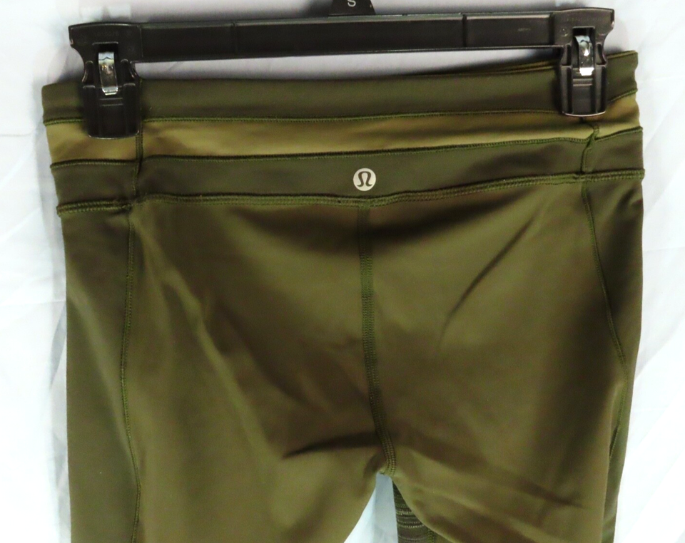 LULULEMON Give Me Qi Cropped Pants Leggings CYBER STRIPE GATOR GREEN ...
