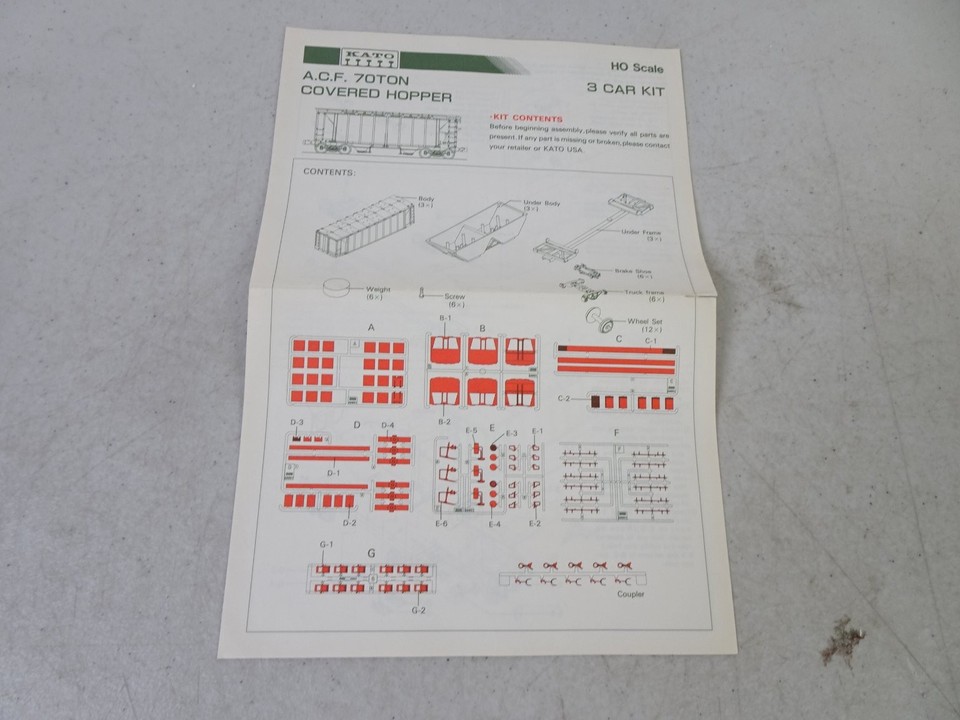 Kato HO ACF 70 Ton Covered Hopper Set of 3 Nickel Plate Road Metal ...