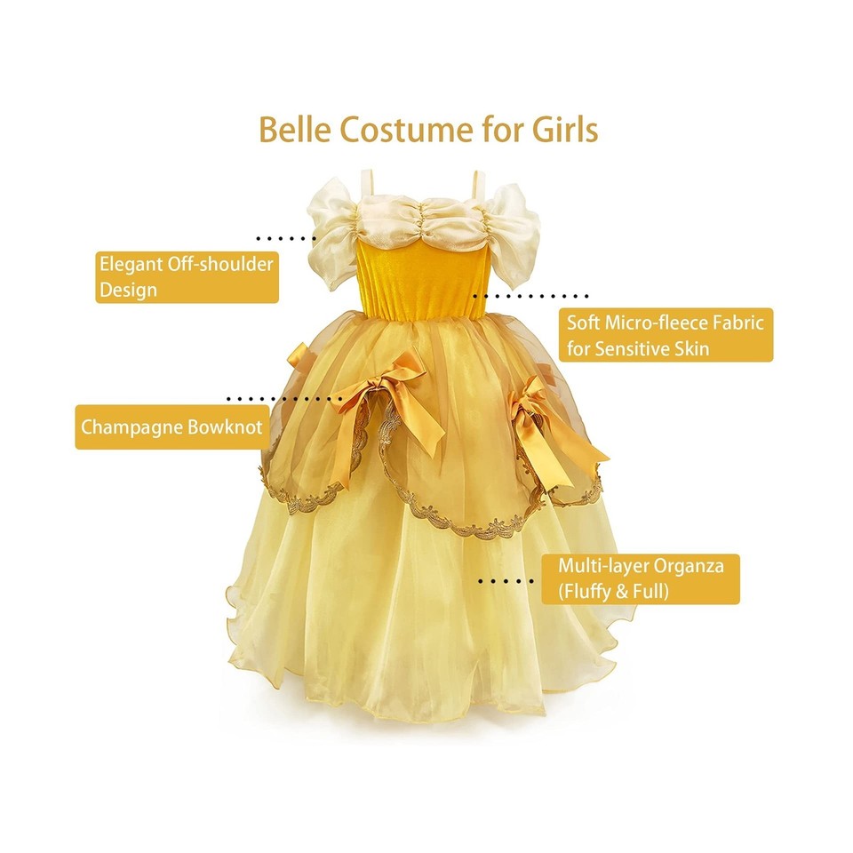 Princess Belle Dress up Halloween Fairy Costume for Toddler Girls ...