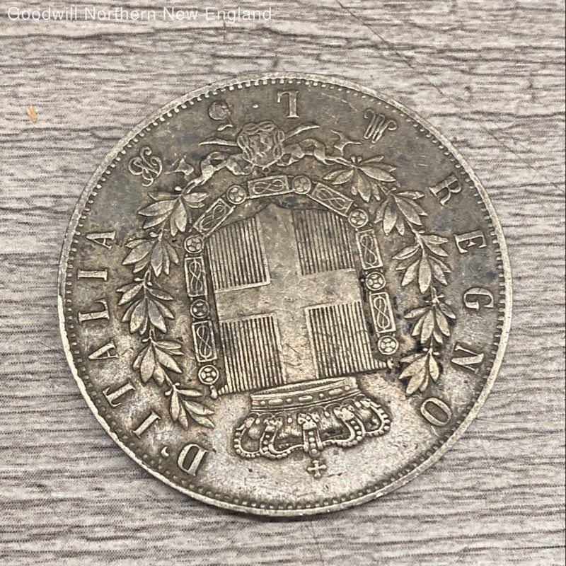 1875 5 Lire Italian 90% Silver Coin Milan Italy Mint King Vittorio ...