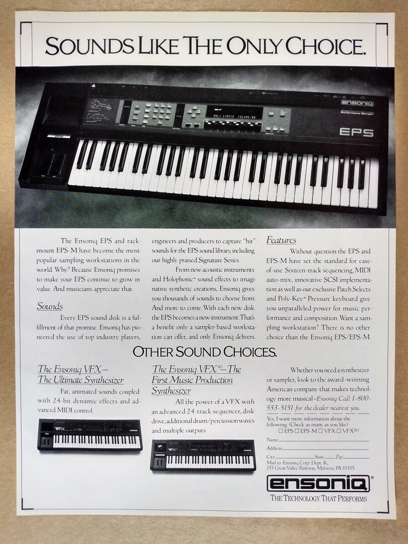 1990 Ensoniq EPS Sampler vintage print Ad | eBay