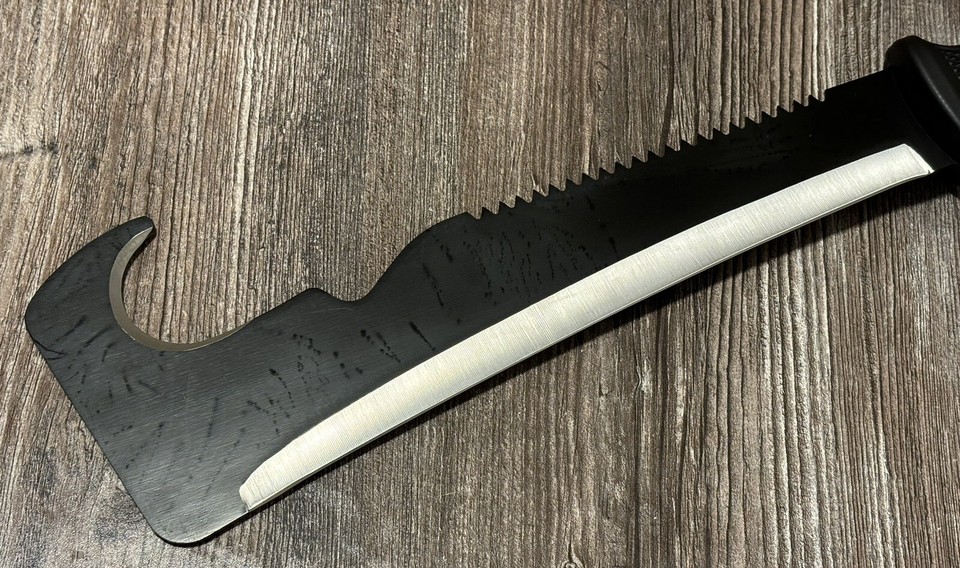 20” Tactical Machete Black Full Tang Swat Stealth Nylon Sheath Hook Saw ...
