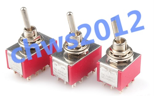 5Pcs Mini MTS-102 3Pin Toggle Switch Spdt On-On 5A 125Vac Red Color Ic ...