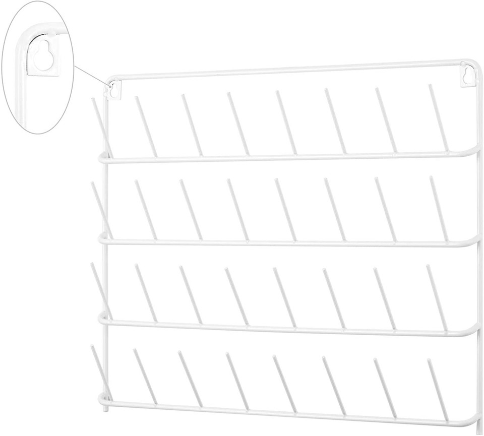 32-Spool Wall-Mounted Metal Sewing Thread Rack Holder with Hanging ...
