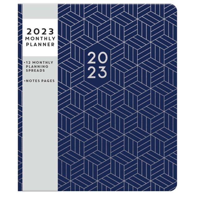Tallon 7651 2023 Soft Cover Blue Geometric Cube Design Monthly Planner ...