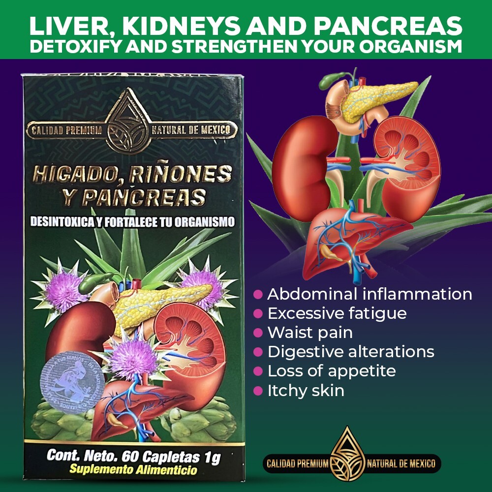 Liver, Kidneys and Pancreas food supplement 60 Caplets 1G NDM Premium ...