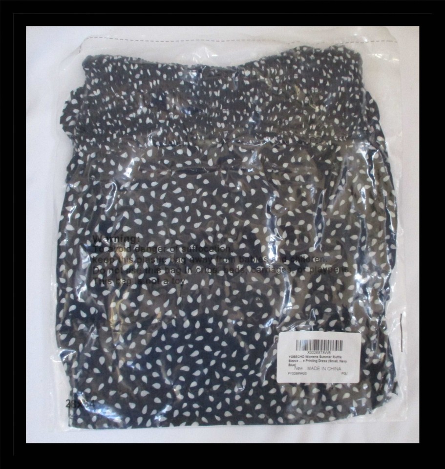 YOBECHO Navy Blue Ruffle Sleeve Sweetheart Neckline Summer Dress Women ...