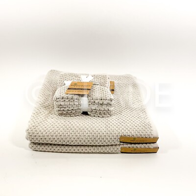 Ecoexistence 6 Towels Set 2 Bath 4 Washcloth Bamboo Rayon Beige New | eBay