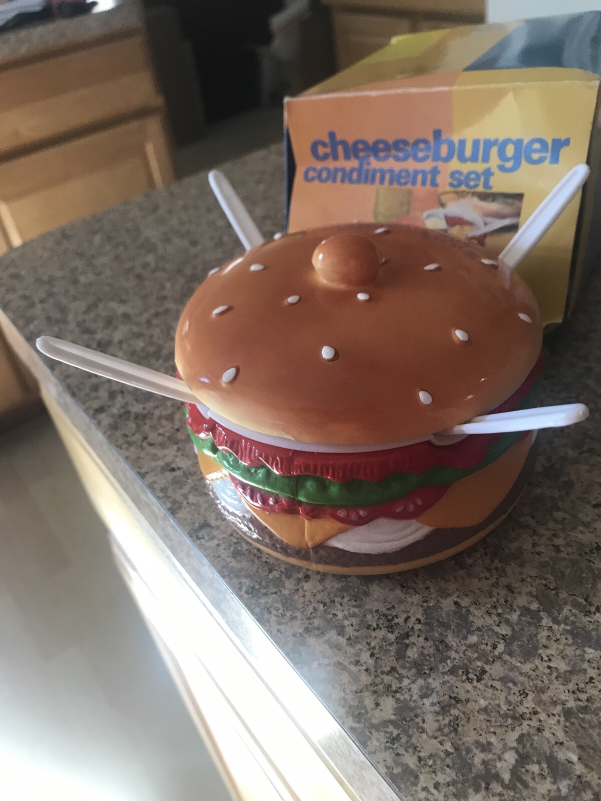 Cheeseburger Condiment Set - 6 Piece With 4 Mini Spoons Nice Shape | eBay