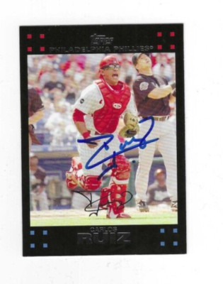 Autographed Signed CARLOS RUIZ Philadelphia Phillies 2007 Topps #99 w ...