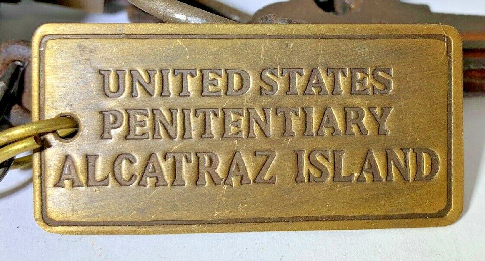 Alcatraz Island Prison Guard Iron Cell Key Tag & Solid Brass Whistle ...