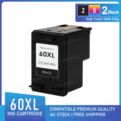 2x Ink Cartridge for HP 60XL Black Deskjet D2560 D5560 F2410 F4280 ...