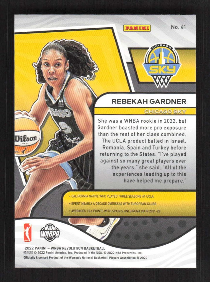 Rebekah Gardner RC 2022 Panini Revolution WNBA Chicago Sky #41 | eBay