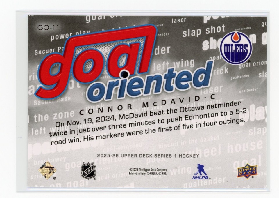 2025-26 Upper Deck Series 1 Goal Oriented GO-11 Connor McDavid | eBay