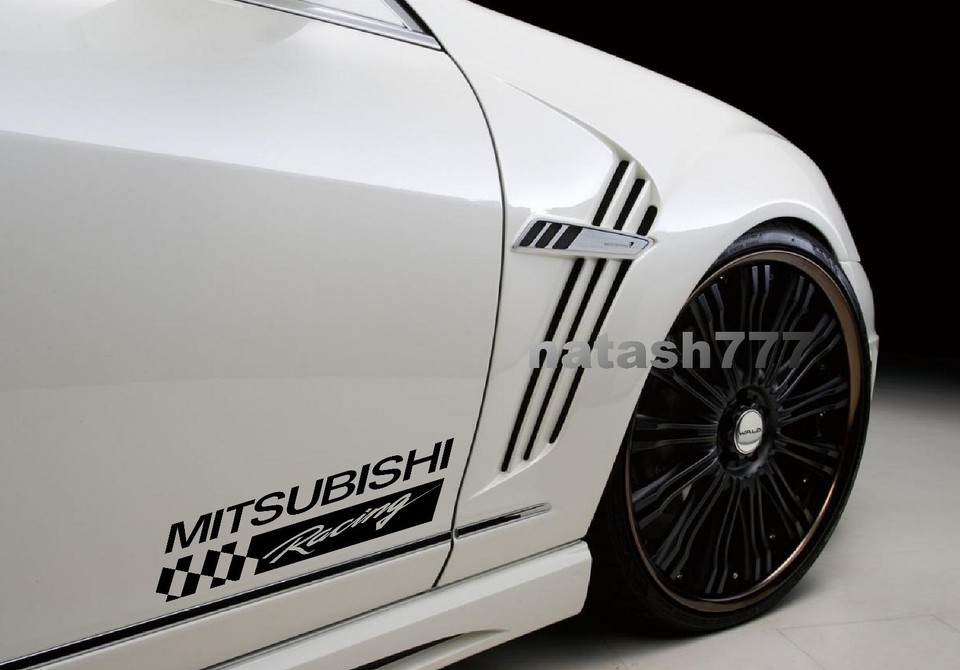 2 - MITSUBISHI RACING SPORT Motorsport Decal sticker emblem logo BLACK ...