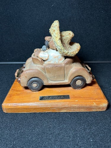 Ceramic Sculpture Rodo Padilla Wood Base, Convertible VW Bug, Sombrero ...