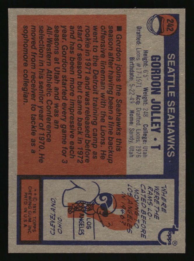 1976 Topps #242 Gordon Jolley | eBay