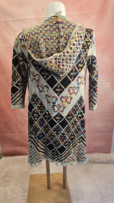 Anthropologie Northern Angel Cardigan Southwest Duster Hood Knit Sz S/M ...