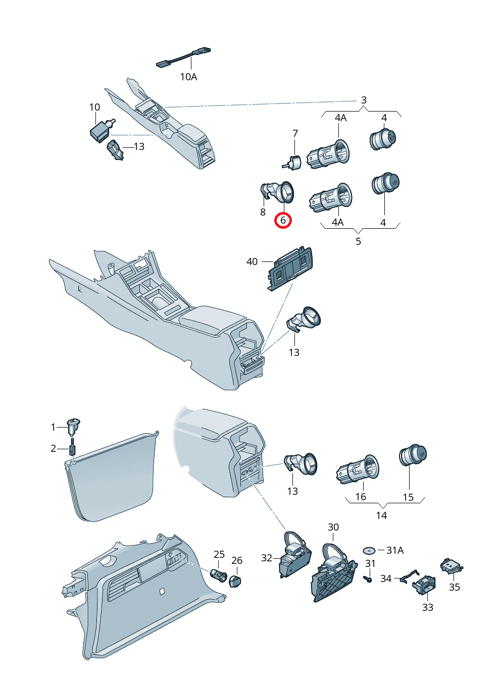VW Golf Mk7 Cigarette Lighter Socket Clamping Sleeve 5Q0919341 OEM for ...
