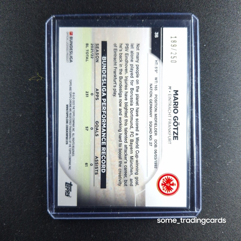 Topps Mario Götze Eintracht Frankfurt X-Fractor – /250 Bundesliga ...