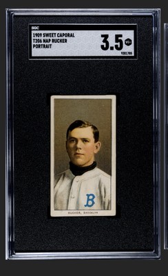 T206 Nap Rucker Portrait, Sweet Caporal 150 SGC 3.5 Brooklyn Newly ...