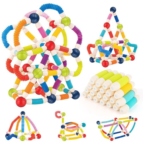 Magnet Toys for 3 Year Old Boys & Girls, 2 in 1 Magnetic Pop Tubes ...