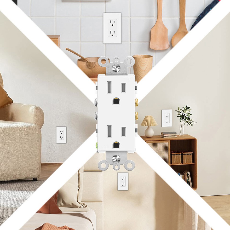 4PK Duplex Electrical Receptacle Outlets, 15Amp 125V Wall Outlet,TR ...