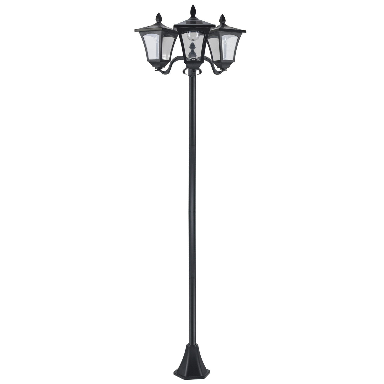 72" Outdoor Solar Light Post, All-Weather, Triple Head Lamp, Driveway ...