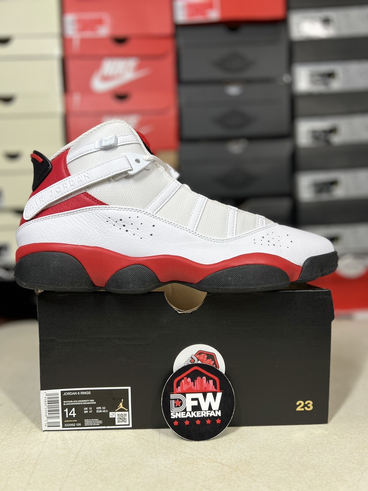 Nike Air Jordan 6 Rings Cherry White Black University Red Size 14 ...