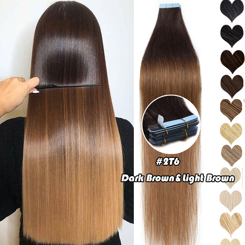 Russian Tape In Skin Weft 100% Human Remy Hair Extensions THICK Full ...