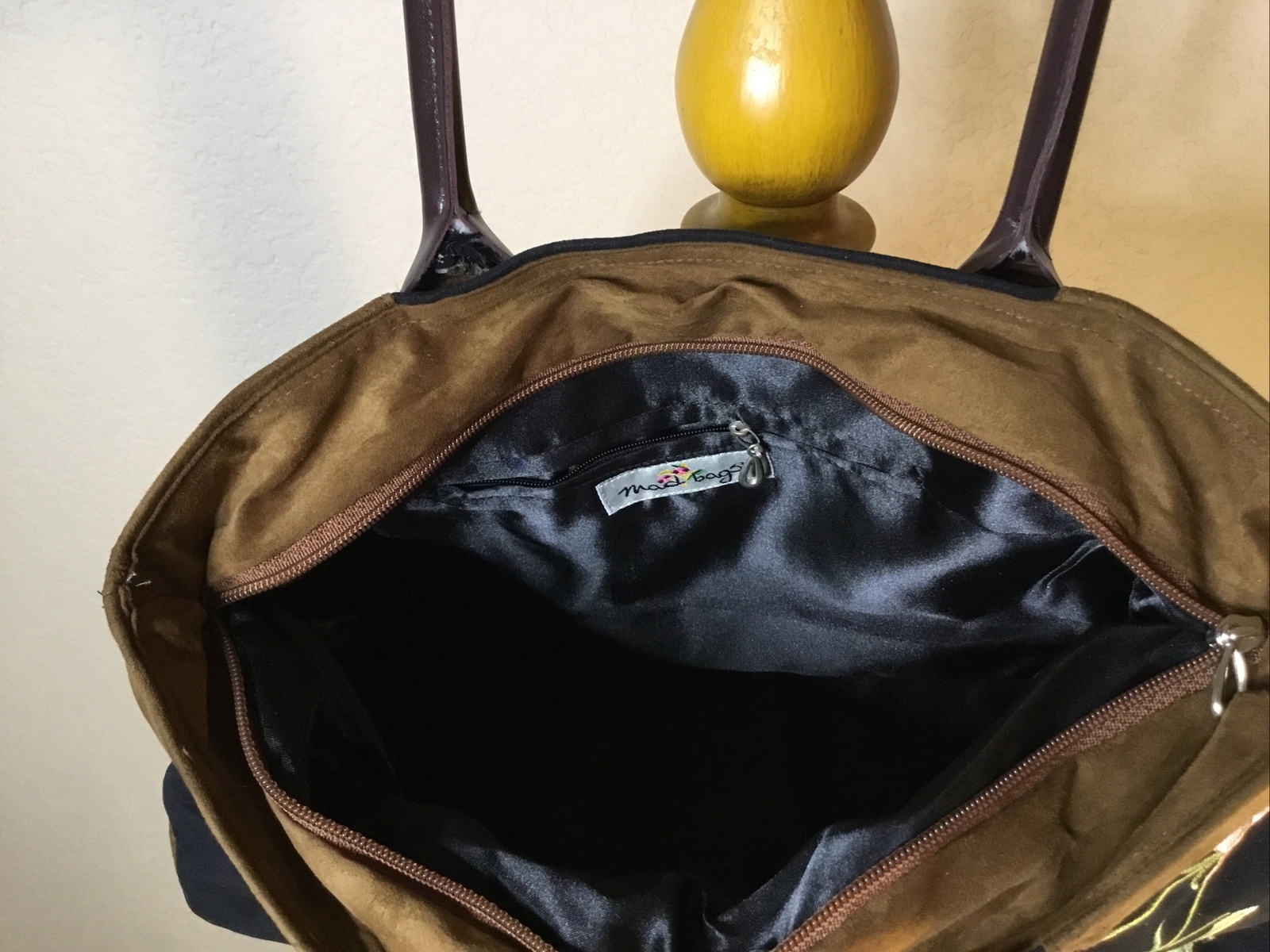 Vintage Mad Bags Handmade Natural Taffeta Silk Handbag/ Purse Chocolate ...