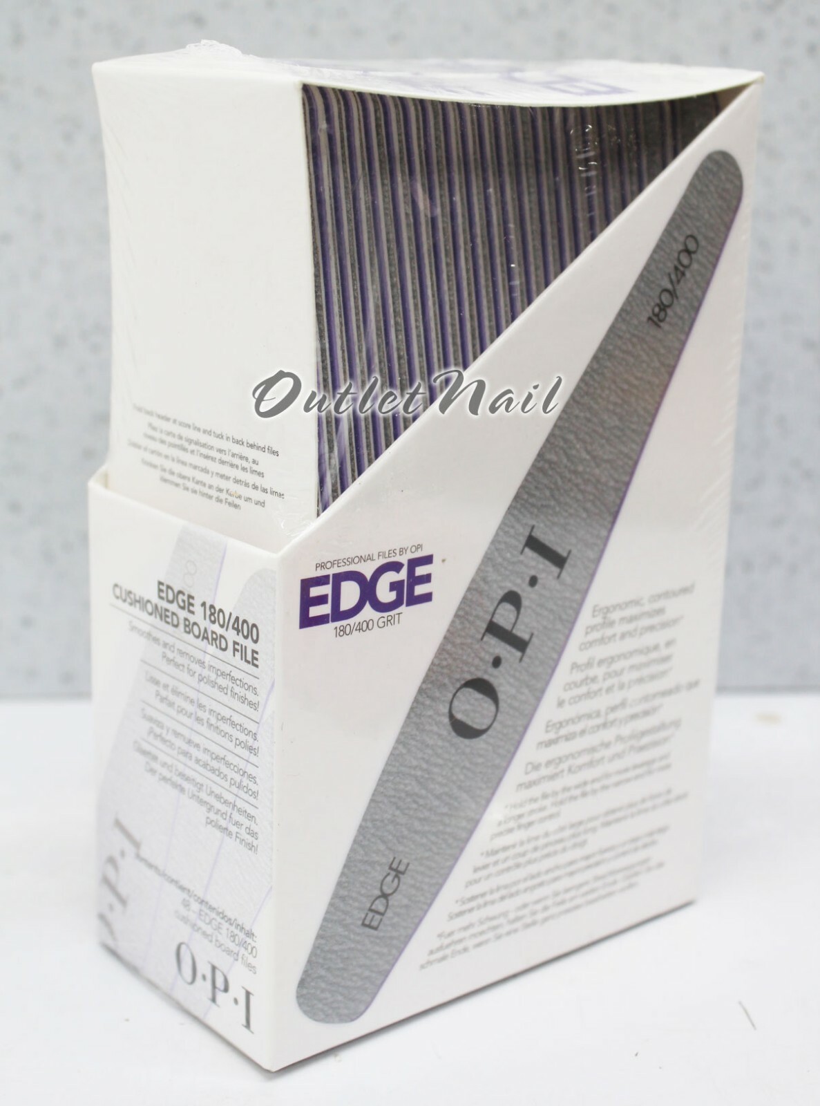 OPI Nail Tools EDGE File Silver 180/400 Grit Cushioned Board - 48 files ...