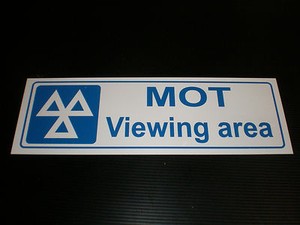 MOT VIEWING AREA sign or sticker 300mm x 100mm garage vehicle car ...