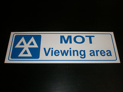 MOT VIEWING AREA sign or sticker 300mm x 100mm garage vehicle car ...