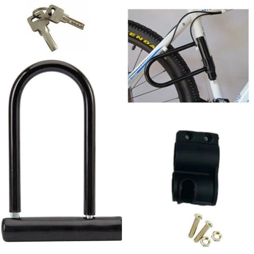 ⭐ Heavy Duty Bicycle U-lock Steel Bike Lock Anti Theft w/ 2 keys Black ...