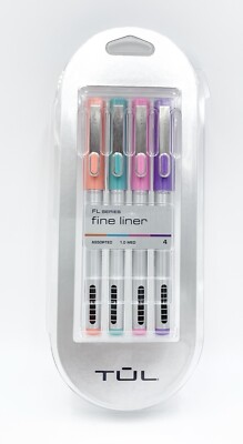 TUL Fine Liner Felt Tip, 1.0 mm, Fine Point, Assort. Ink, Silver Barrel ...