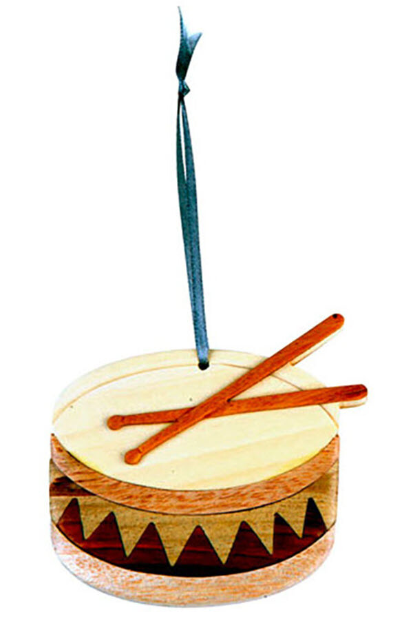 Drum - Double-sided Wood Intarsia Christmas Tree Ornament - Music theme ...