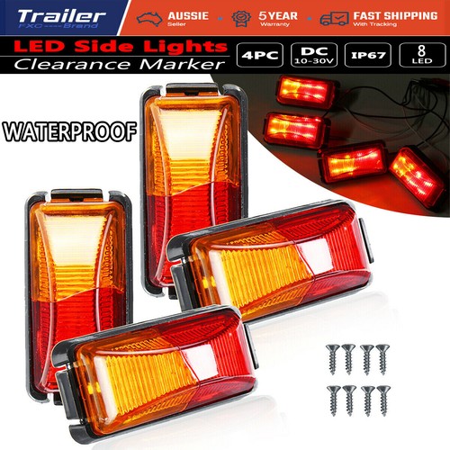 4 PACK LED CLEARANCE LIGHTS SIDE MARKER LAMP RED AMBER TRAILER TRUCK ...