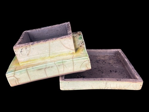 Signed Eileen Simpson '86 Raku Glazed Ceramic Lidded Box Handmade ...